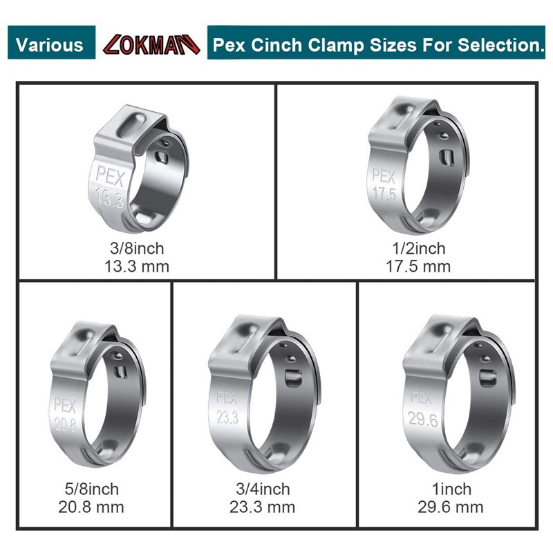 50Pcs 1/2 Inch PEX Cinch Clamps Stainless Steel Ci... – Vicedeal