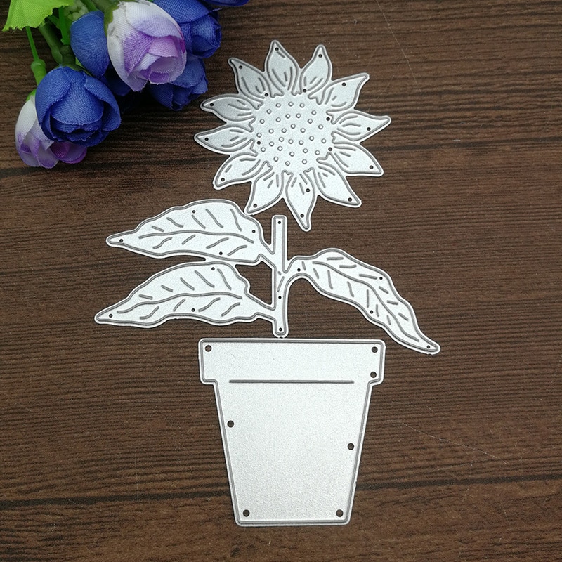 Sunflower flower pot Metal Dies Scrapbooking Metal... – Grandado