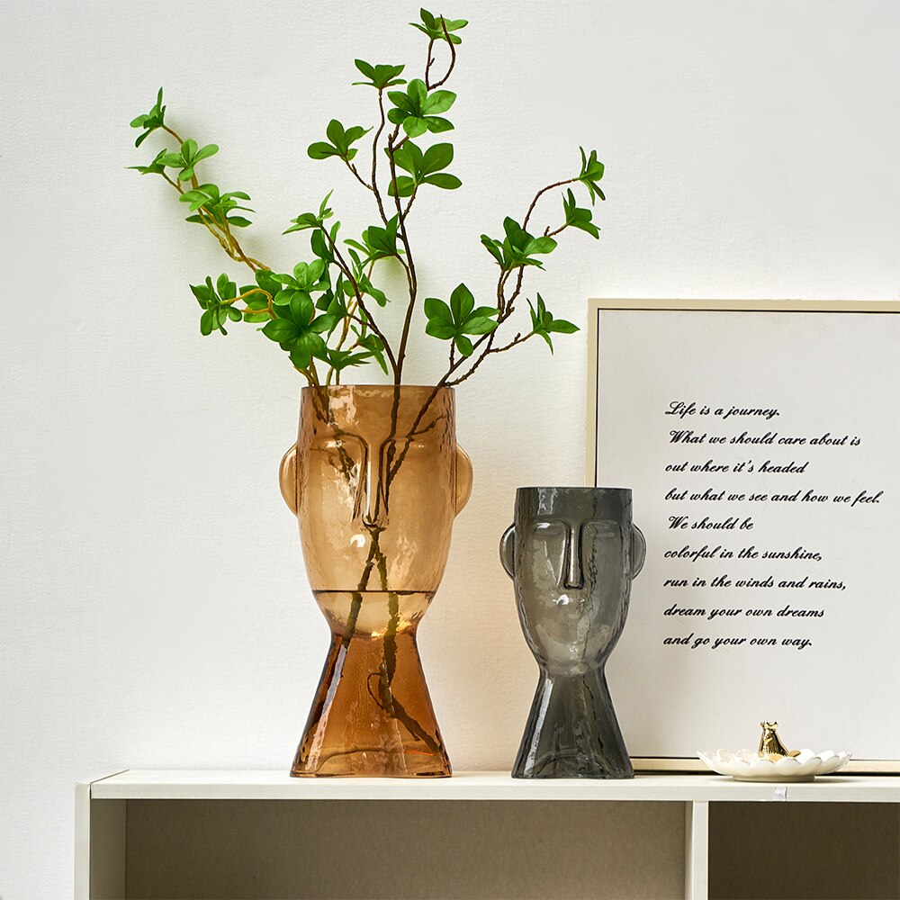 Abstract Human Face Vase Transparent Glass Flower ... – Grandado