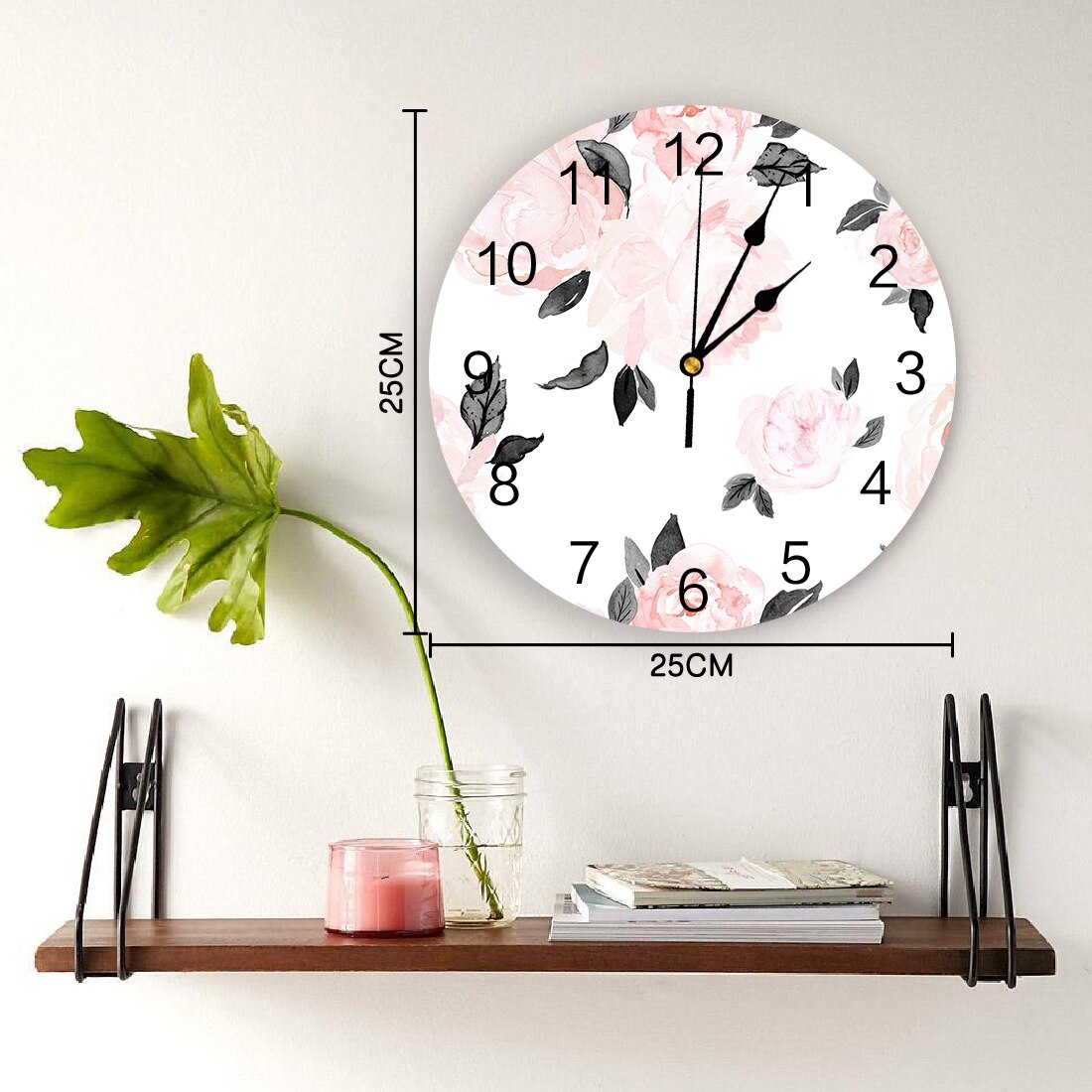 Vintage Pink Floral Wall Clock Home Decor Bedroom ... – Grandado
