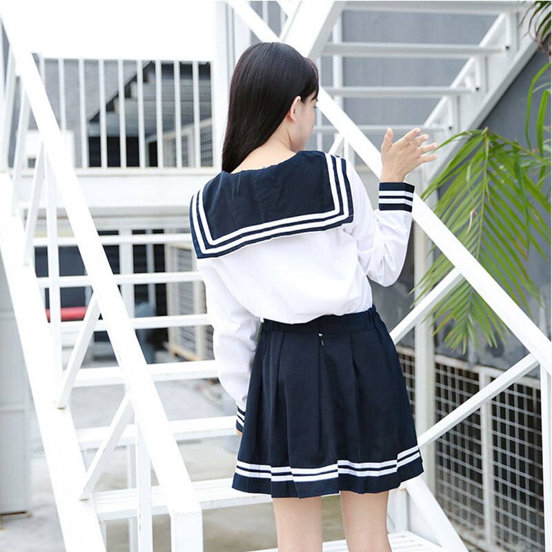 Girls Japanese School Sailor Uniform Long Short Sl... – Grandado