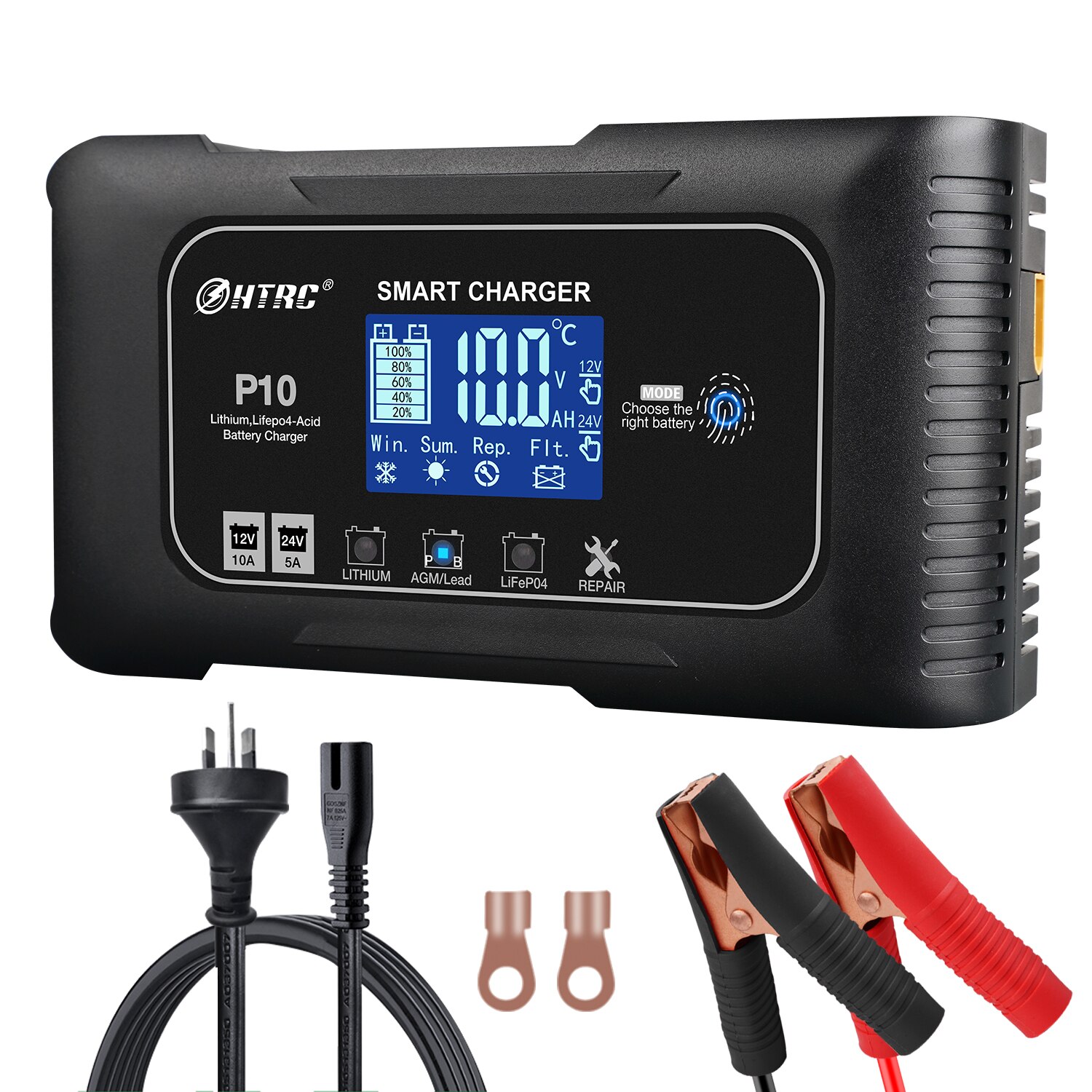 Htrc 10A Lifepo4 Battery Charger 12V/24V 7-Stage P... – Grandado