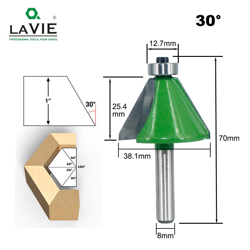 LAVIE 1pc 8mm Shank Chamfer Router Bit 30 Degree B... – Grandado