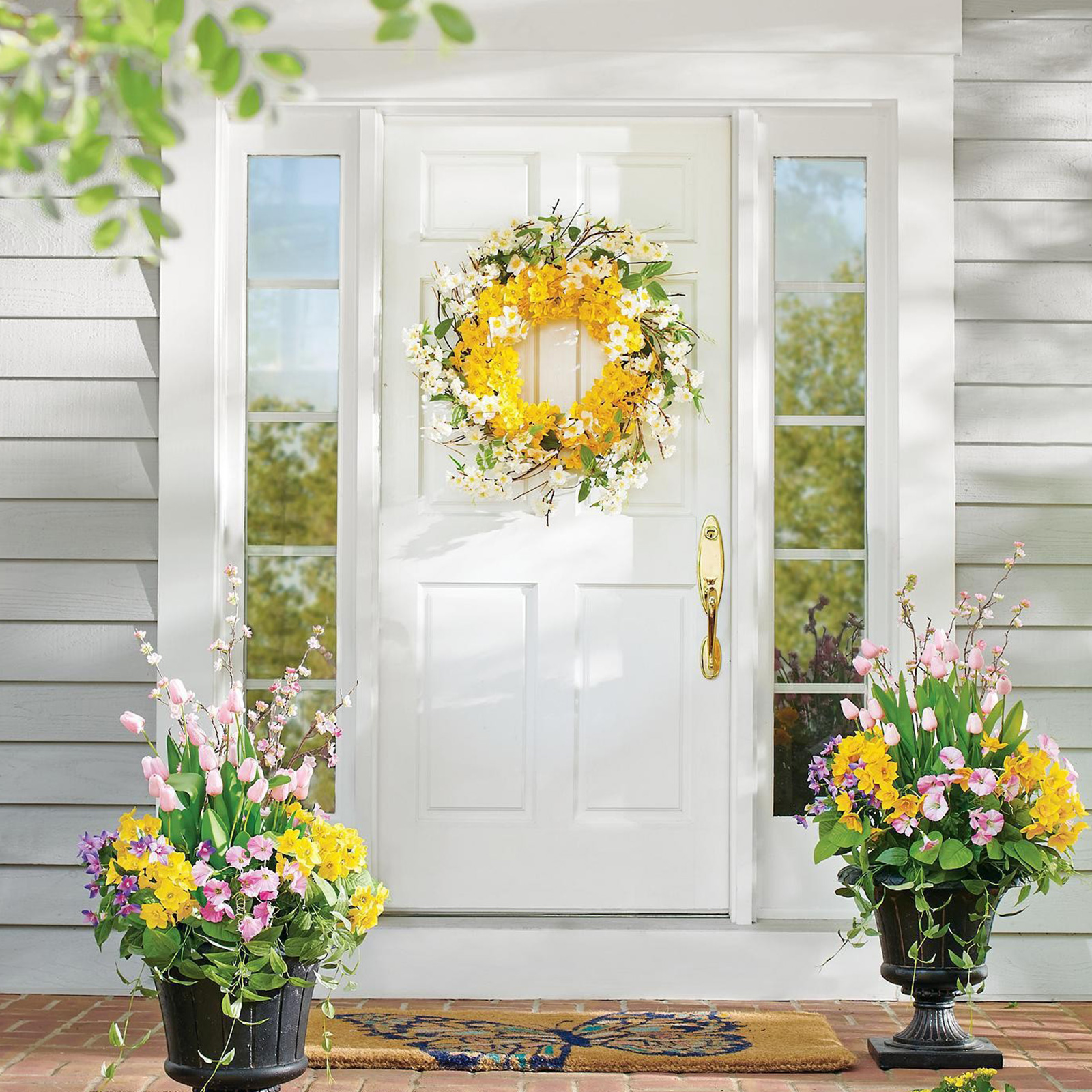 Artificial Daffodils Wreath Rattan Spring Yellow S... – Grandado