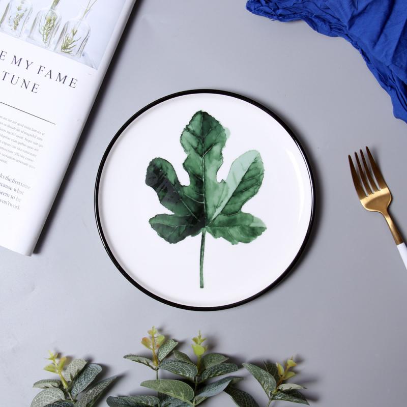 Green Plant Ceramic Plate Nordic Minimalist Plant ... – Vicedeal