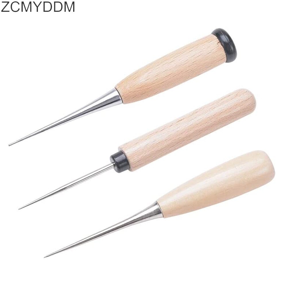 ZCMYDDM 1/3PCS Wood Handle Awl Leather Punching To... – Vicedeal