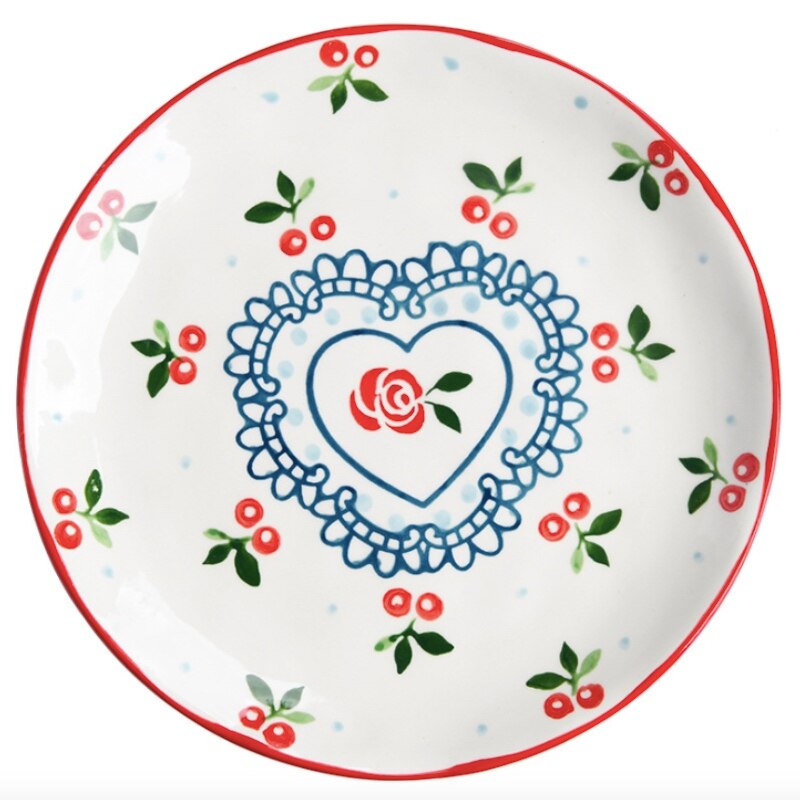 Breakfast Salad Plate Dinner Dish Set Flower Color... – Grandado