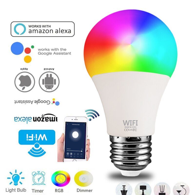 15W WiFi Smart Glühbirne E27 B22 Dimmbare RGB + CC... – Vicedeal