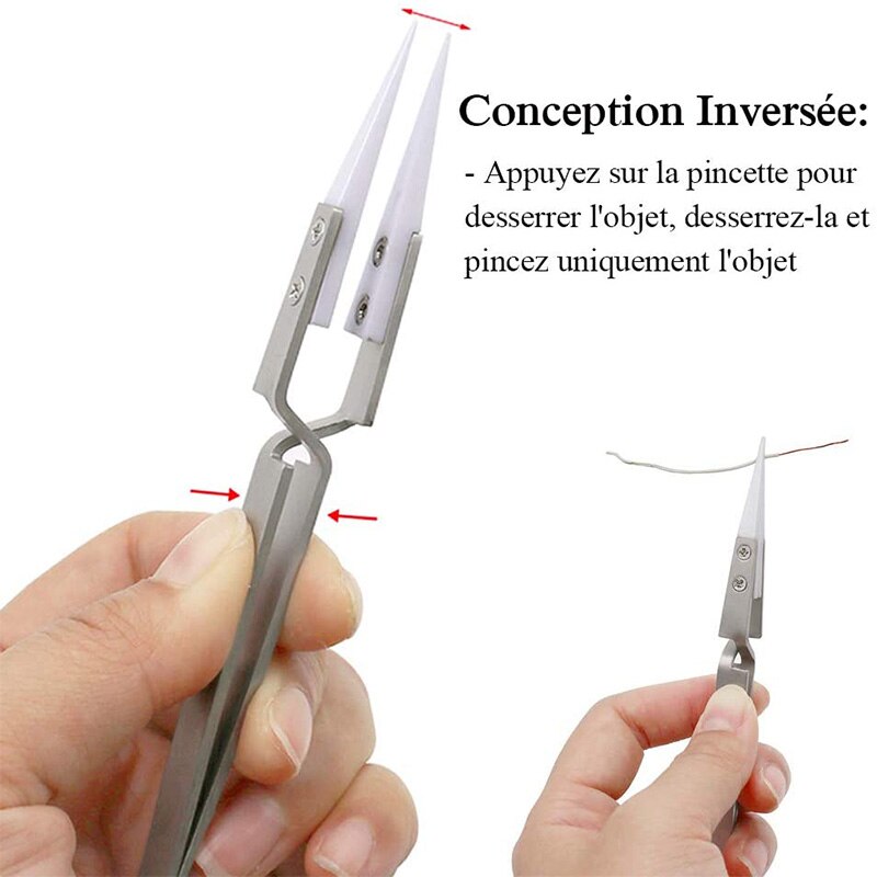 3 Pack Antistatic Ceramic Tweezers Tweezers Invert... – Vicedeal