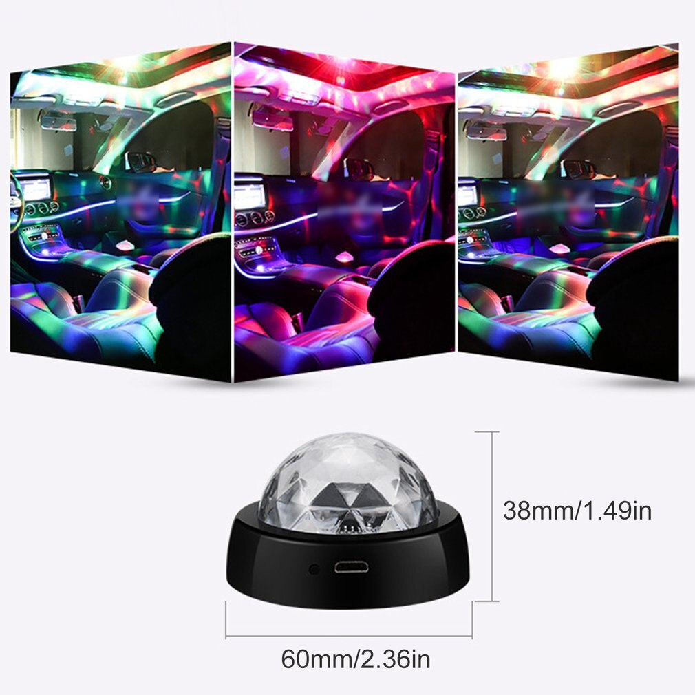 Led usb bil atmosfære lys lyd kontrol krystal magi... – Vicedeal