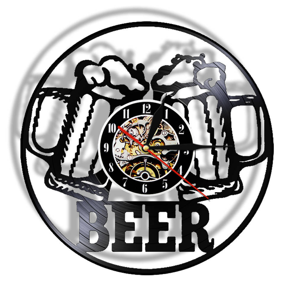 Beer Ornament Vinyl Record Wall Clock Beer LED Neo... – Grandado