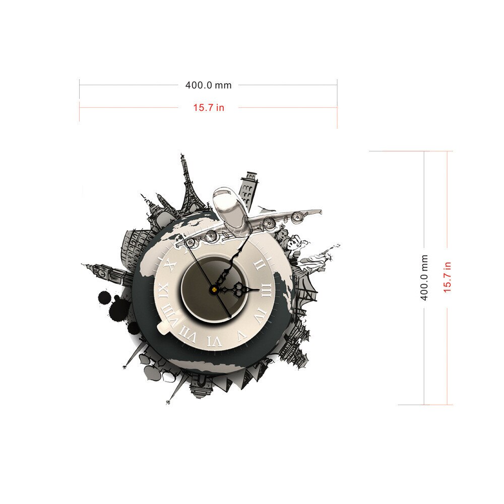 Reloj de pared grande moderno Diy con pegatinas 3d reloj de la tierra ...