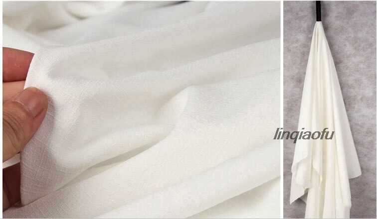 Witte bamboe chiffon stof imitatie linnen textuur ... – Vicedeal