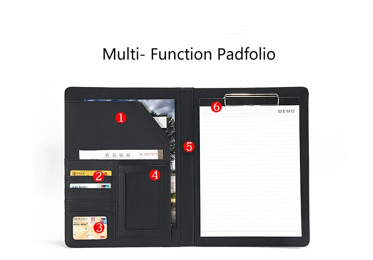 A4 Leather Padfolio Folder for Documents Multi-fun... – Grandado