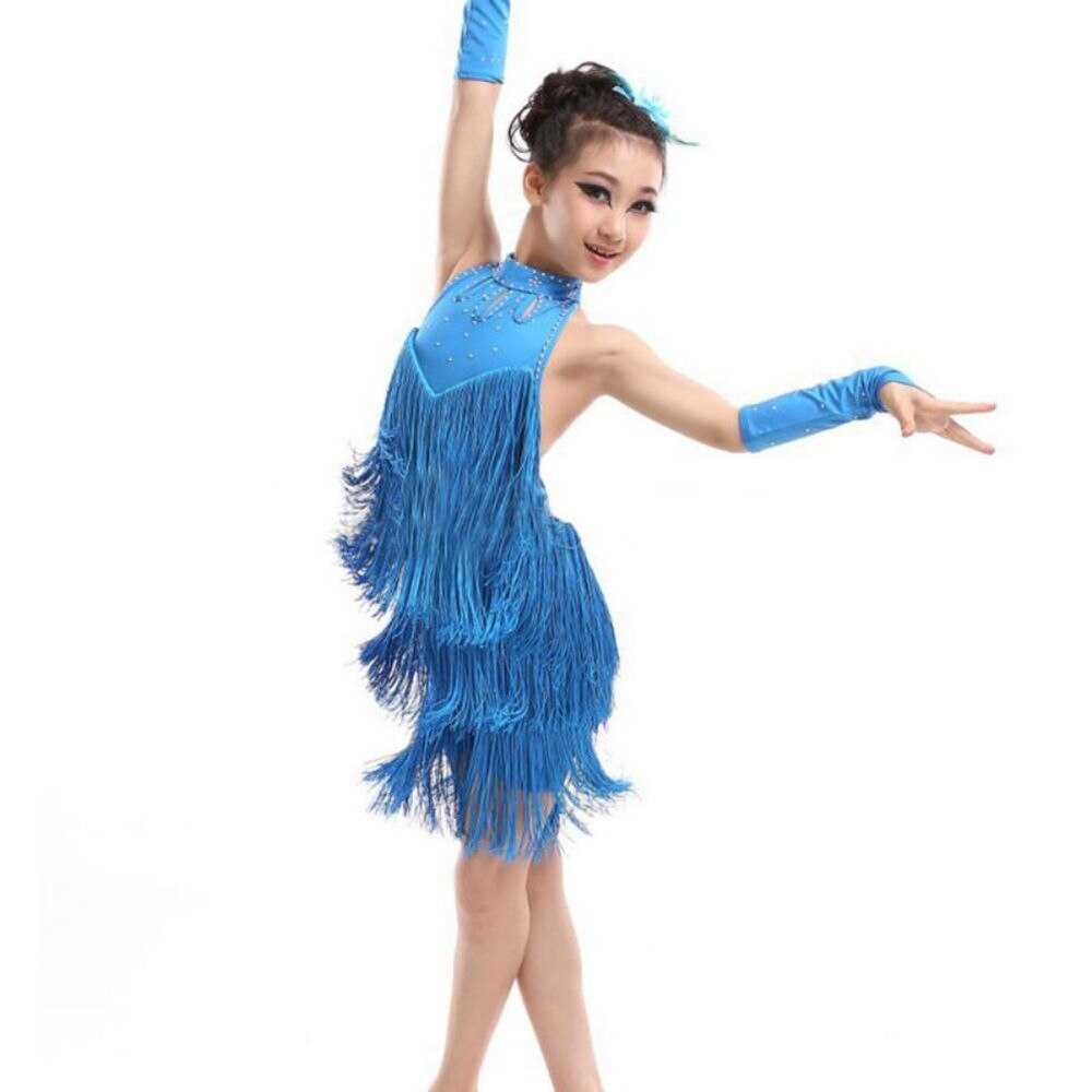 Kid Girl Tassel Dress Ballroom Latin Salsa Dance w... – Grandado