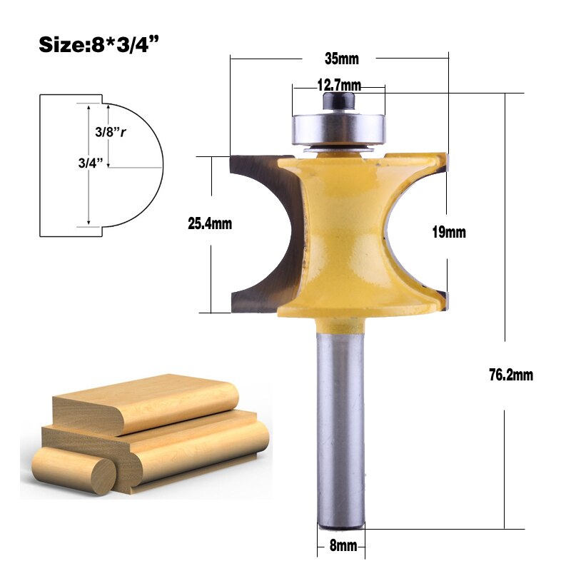1Pc 8mm Shank Bullnose Router Bit Set C3 Carbide T... – Grandado