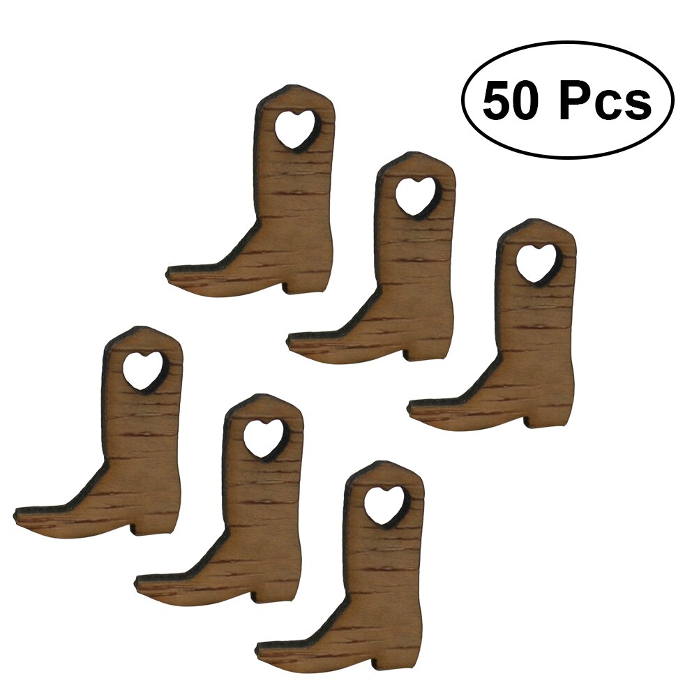 50 pçs botas de madeira cowboy coração oco enfeite... – Grandado