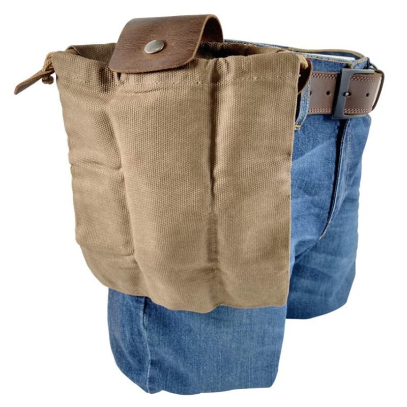 Leather Waxed Canvas Pouch Multi-Funcation Foragin... – Grandado