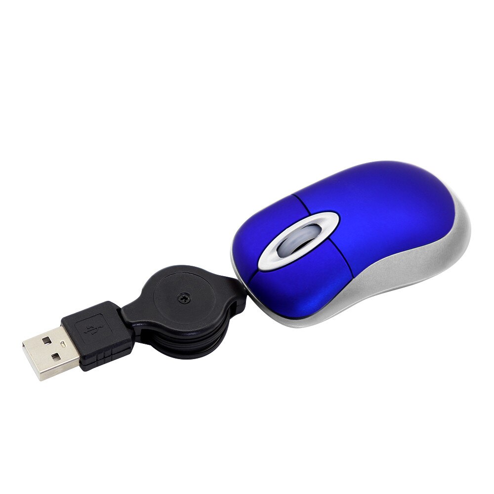 Retractable Cable USB Wired Mouse Mini Travel Opti... – Grandado