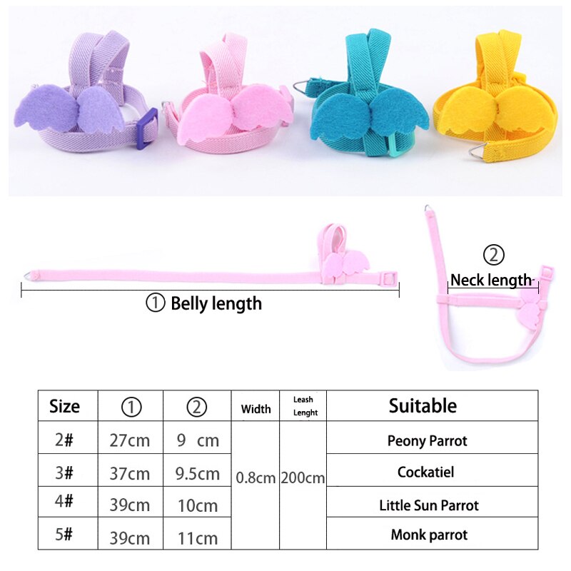 Adjustable Pet Parrot Harness Leash Outdoor Flying... – Grandado