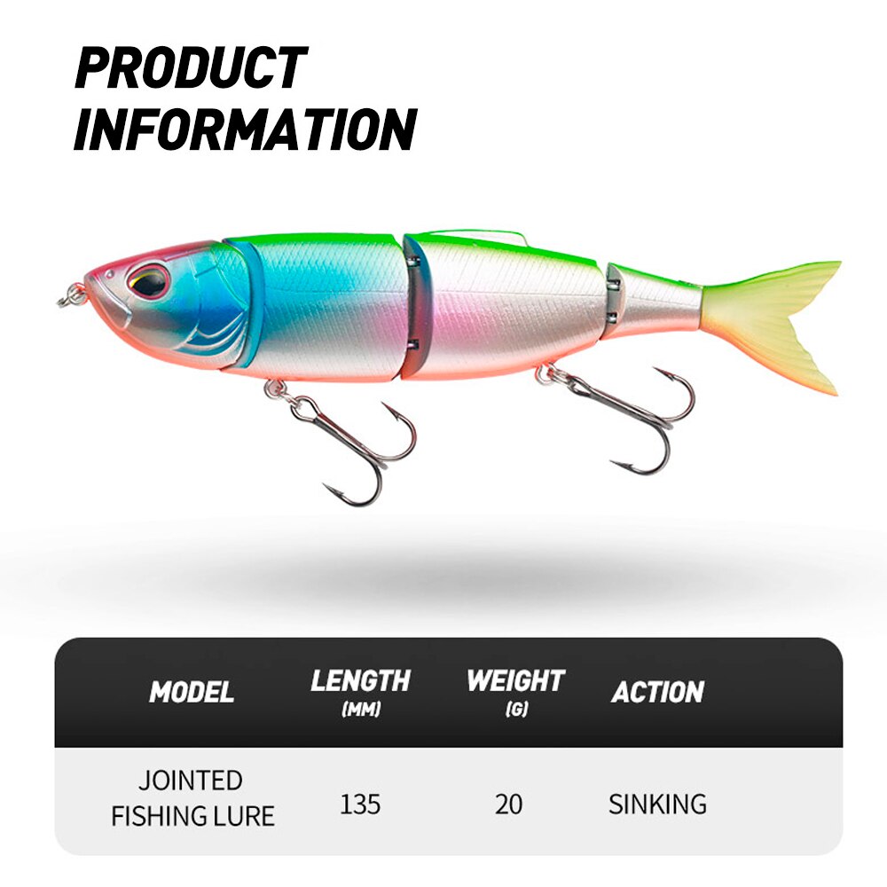 JOHNCOO 135mm 20g Jointed Swimbait Sinking Hard Ba... – Grandado
