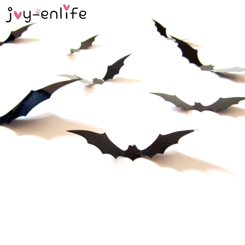 Halloween Decoration 12pcs 3D Black PVC Bat DIY De... – Grandado