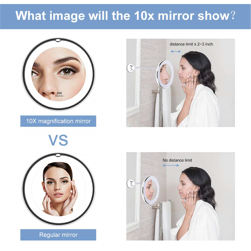 360 degree Flexible glow Makeup Mirror Lamp 10x Ma... – Grandado
