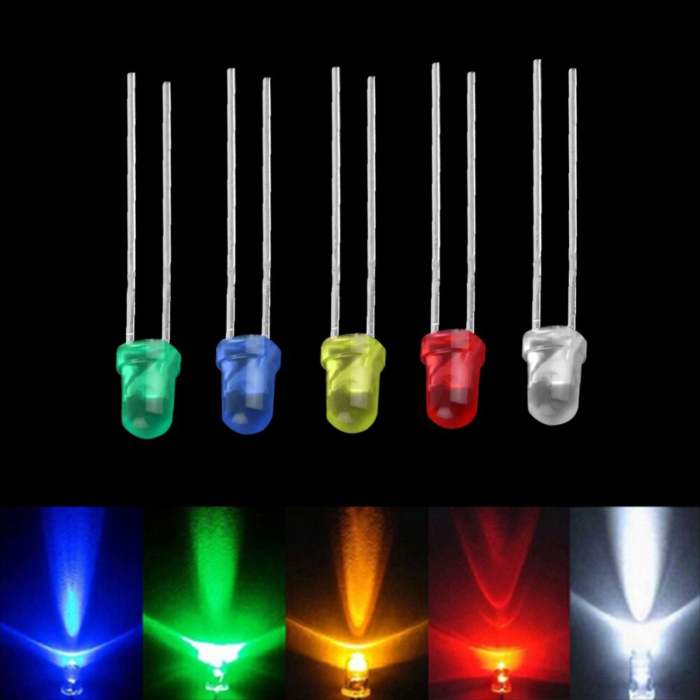 100pcs 3mm White Green Red Blue Yellow LED Light B... – Vicedeal