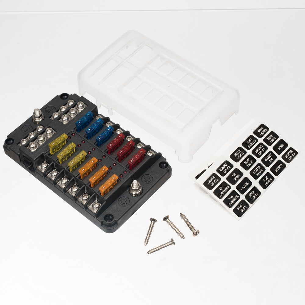 12 Ways Car Fuse Box with Plastic Cover LED Indica... – Grandado