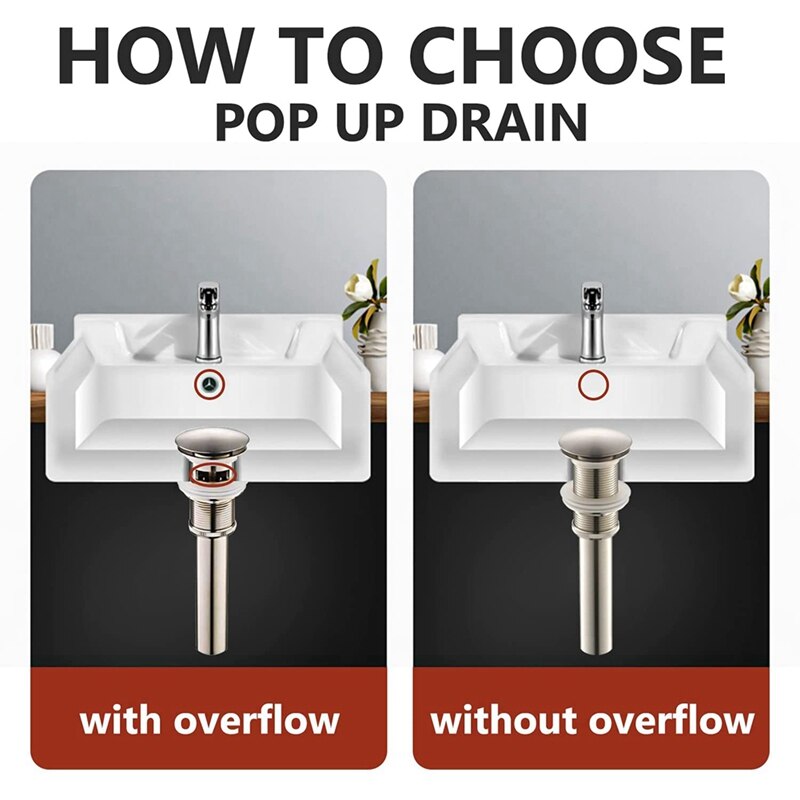 Bathroom Sink Drain Stopper Popup Drain With Overf... – Vicedeal