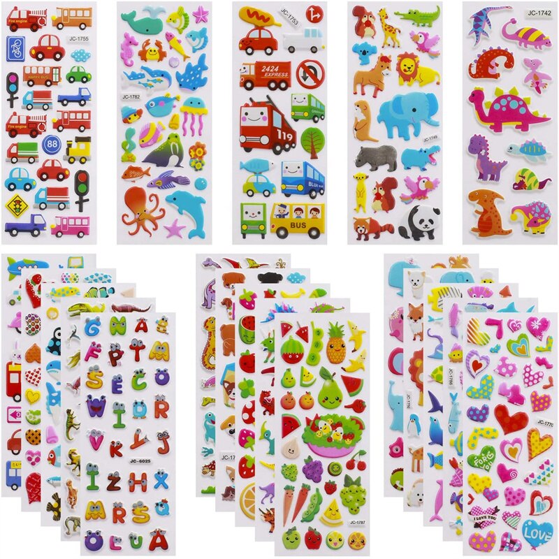 3D Kids Stickers 12 20 Different Sheets Puffy Bulk... – Vicedeal