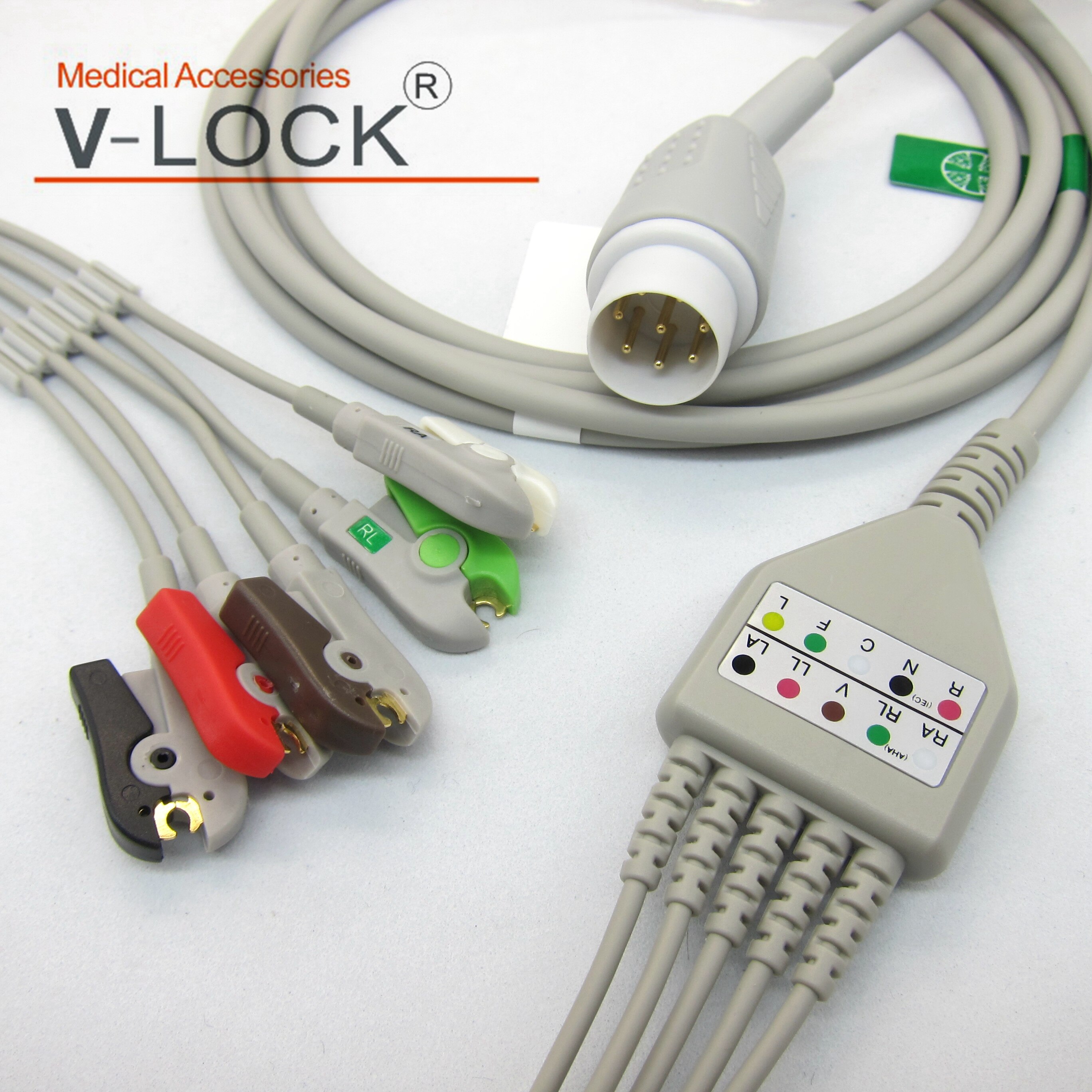 One-piece ECG cable with 5leads,clip for HP of DEF... – Grandado