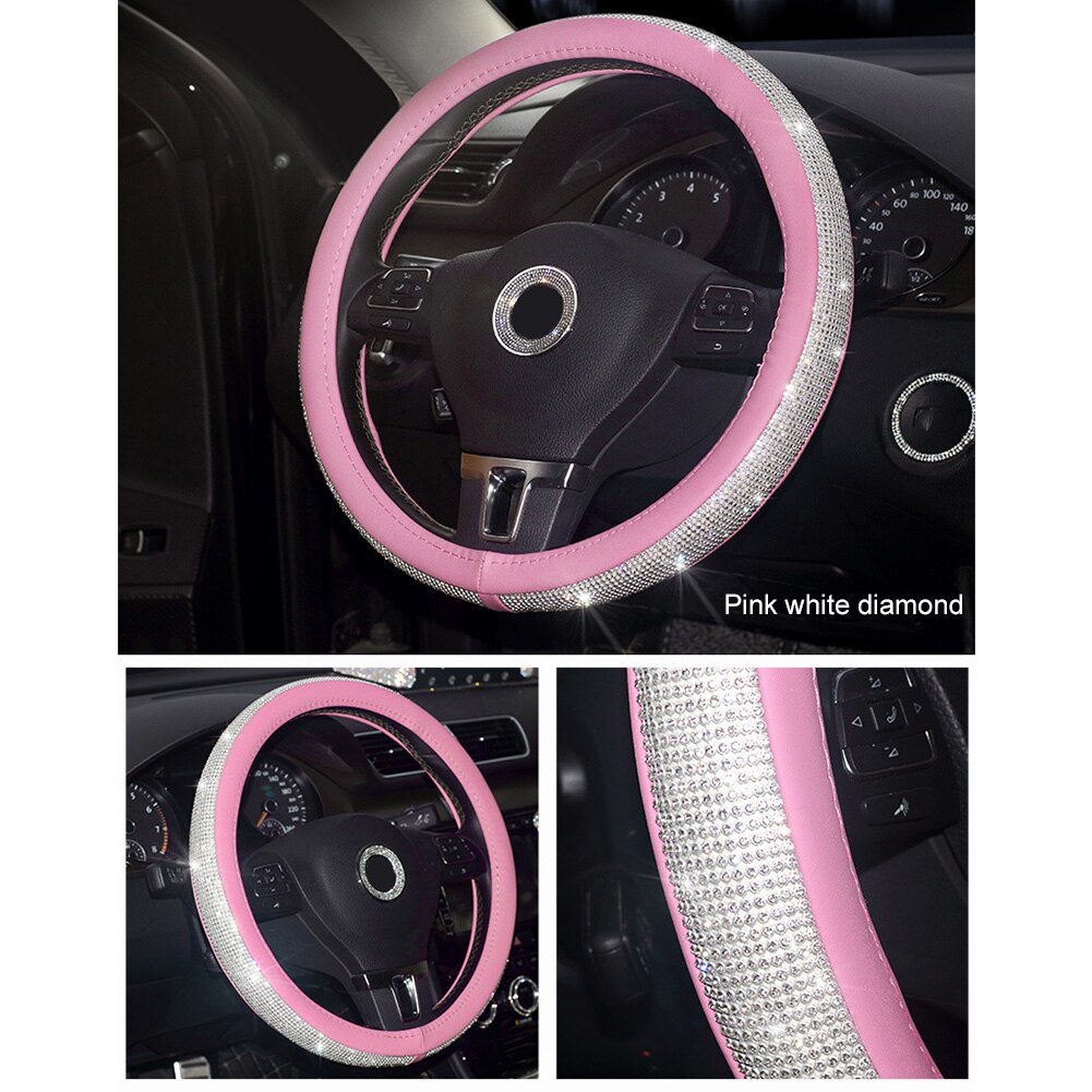 38 Cm Lederen Auto Stuurhoes Glitter Strass Auto I... – Vicedeal