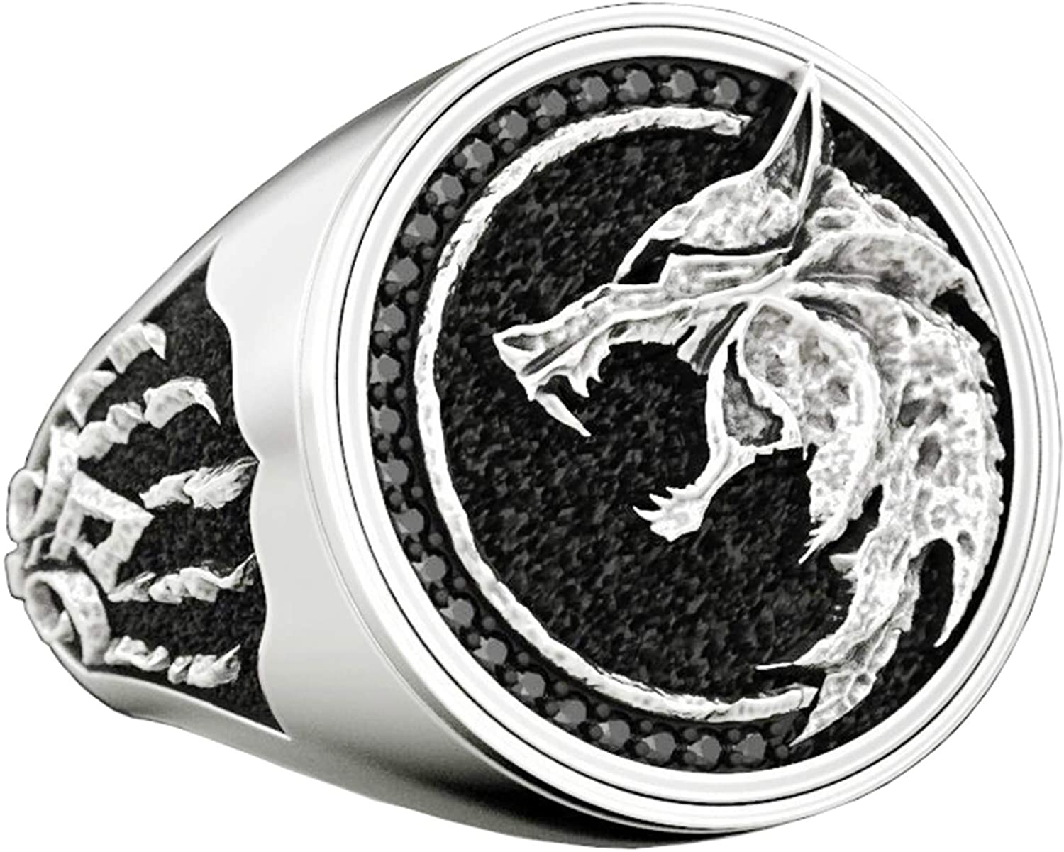 Stainless Steel Wolf Head Ring Wizard Nordic Retro... – Vicedeal
