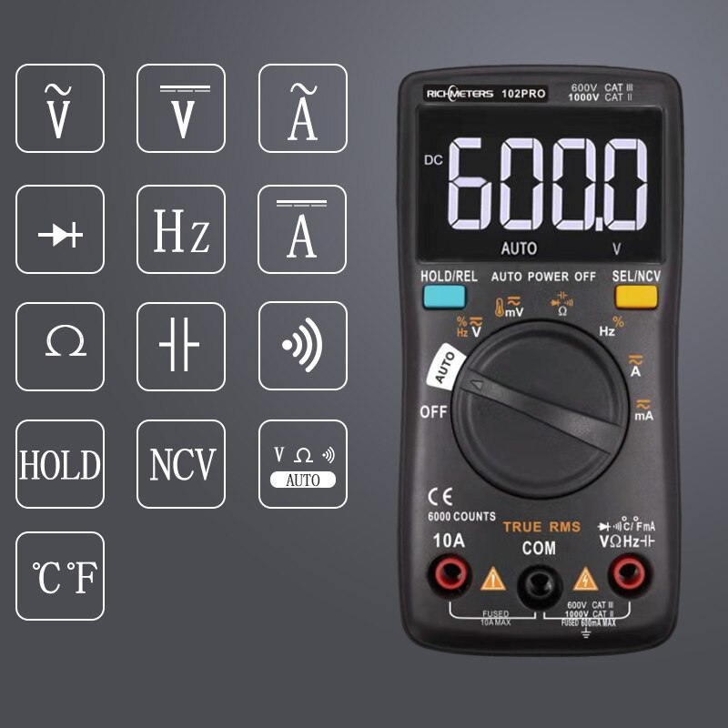 RM102PRO Digital Multimeter 6000 counts Auto Back ... – Grandado