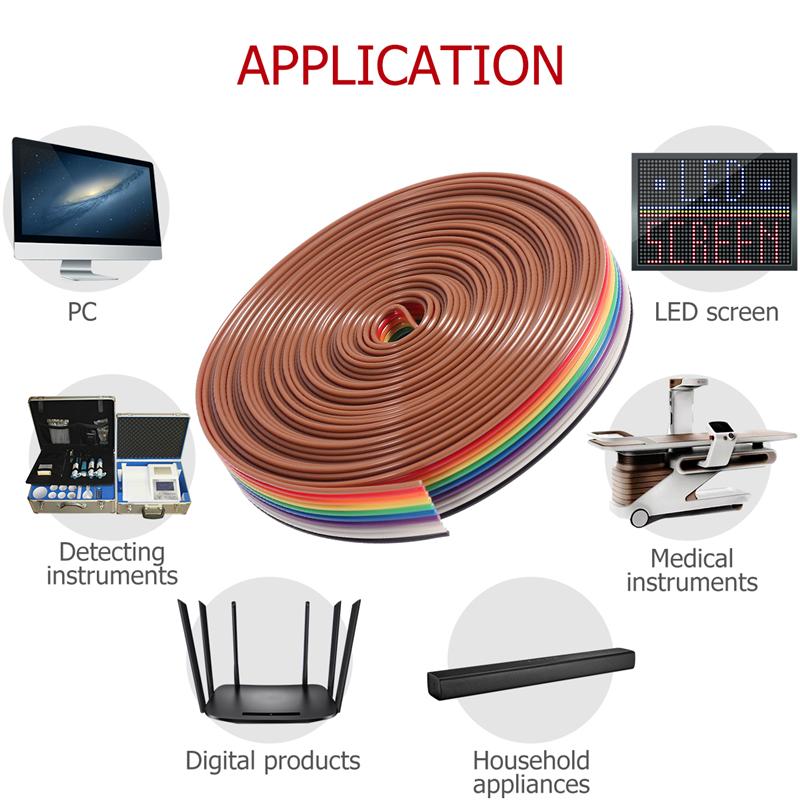 UEETEK 5M 10 Pin Rainbow Flat Ribbon IDC Wire Cabl... – Grandado