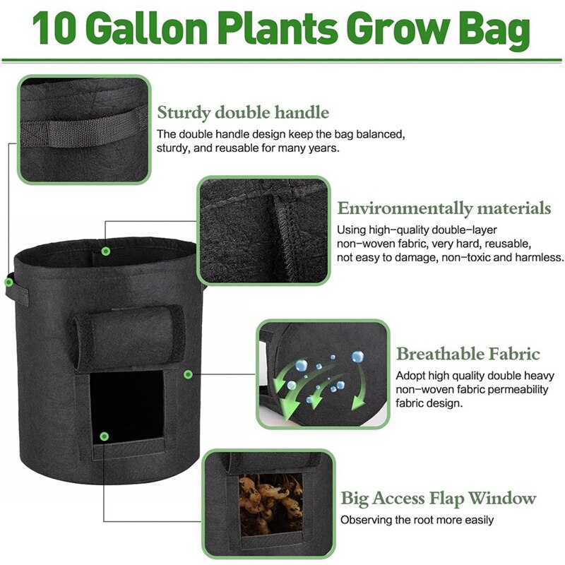 Potato Grow Bags 3Packs Plant Grow Bags with Windo... – Grandado