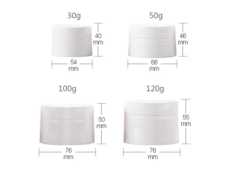 20pcs 30G 50G 100G 120G White Plastic Empty Jar Po... – Vicedeal