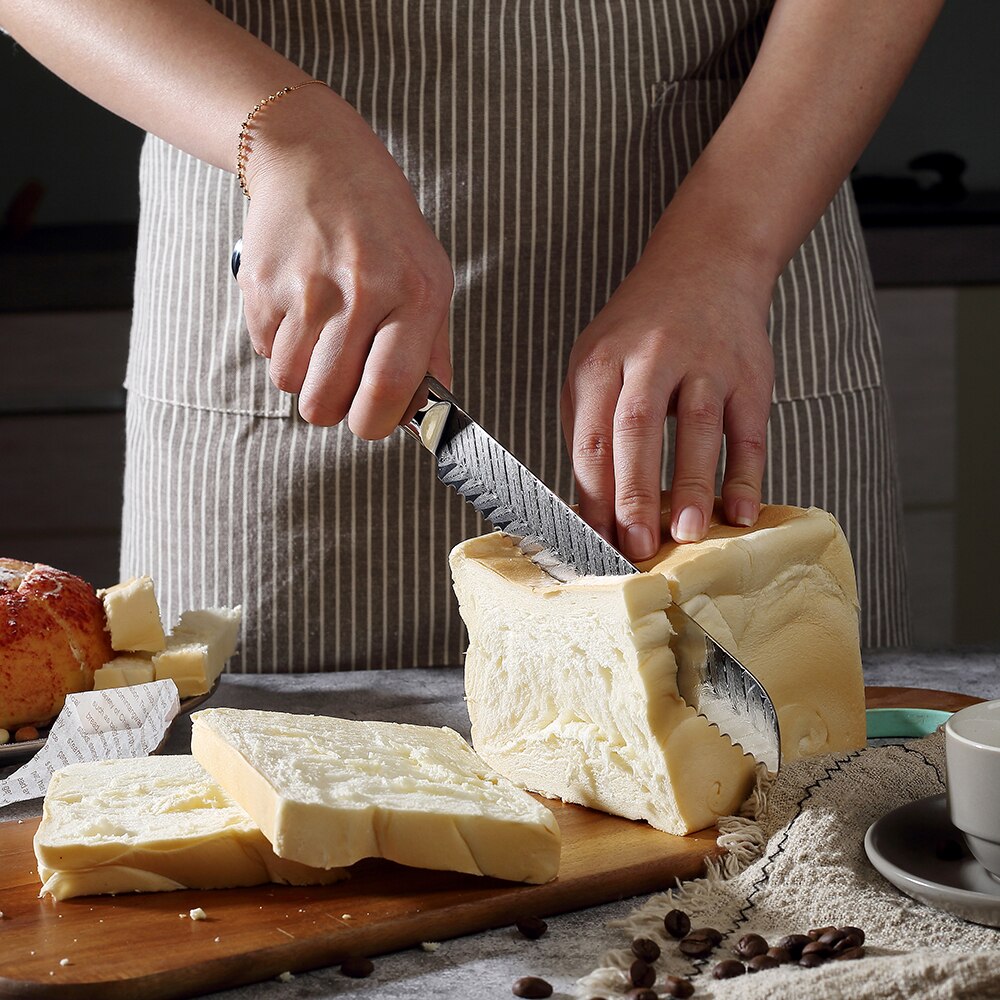 NANHAIONE8 Inch Serrated Bread Knife Damascus Stee... – Vicedeal