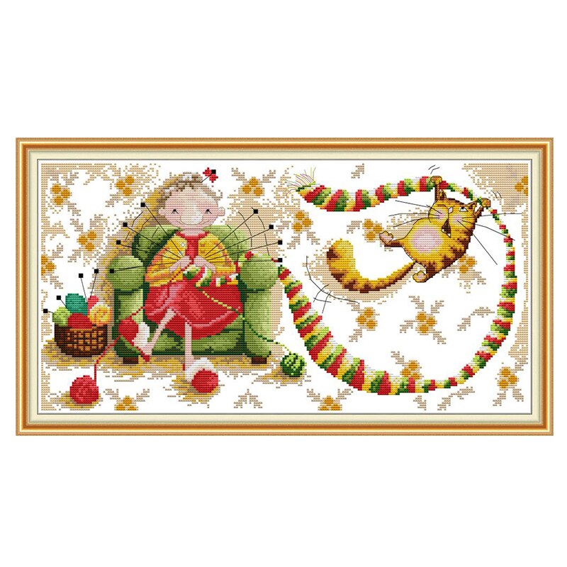 Old lady in sweater cross stitch kit aida 14ct 11c... – Grandado