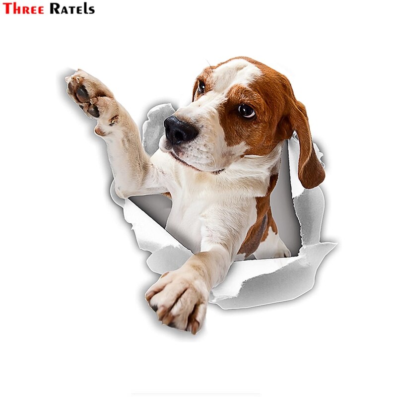 Three Ratels 1089 Reaching Beagle 3D dog Stickers ... – Grandado