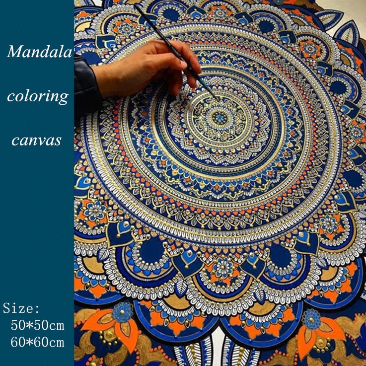 Mandala coloring canvas hand-painted coloring DIY ... – Vicedeal
