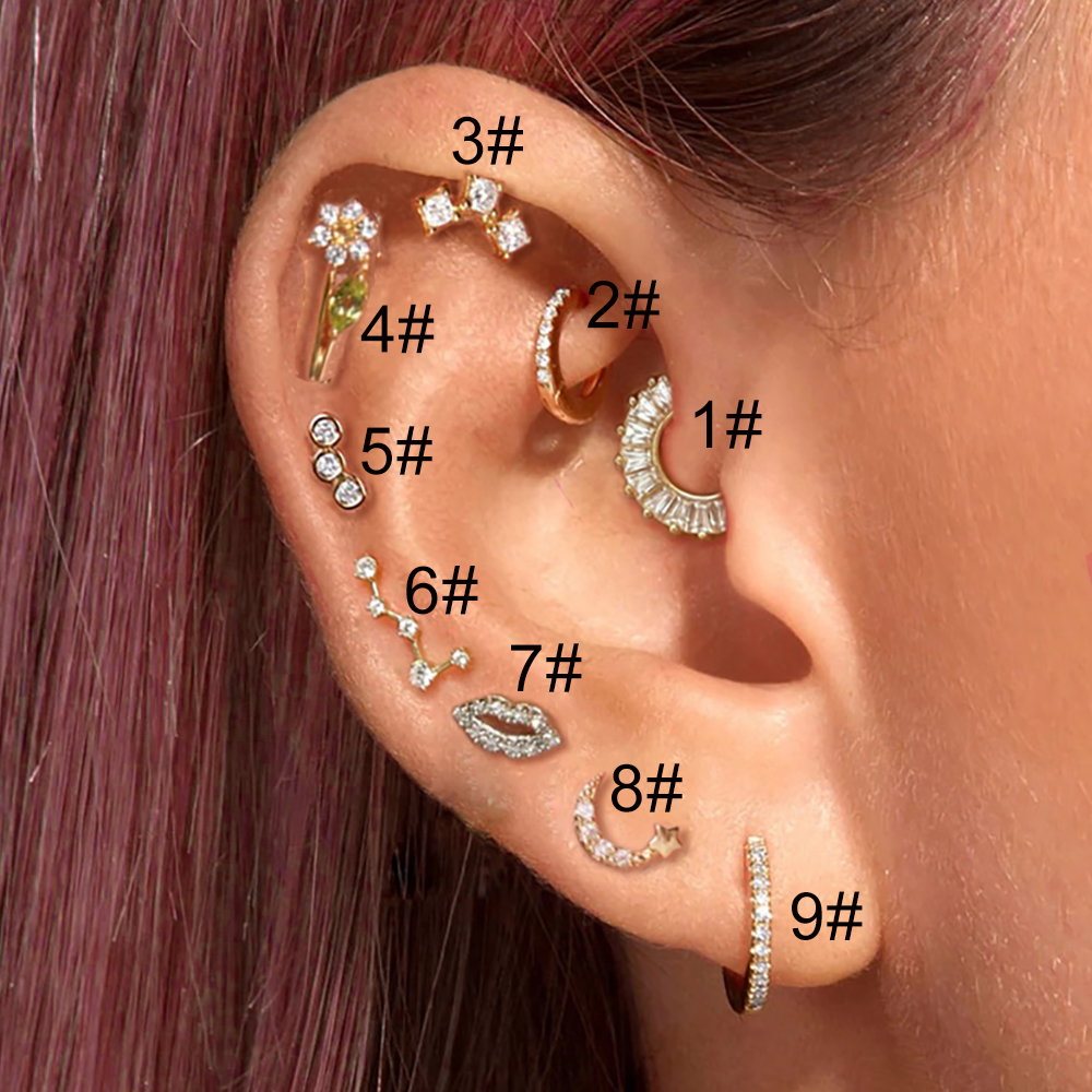 1PC Helix Piercing Earring For Women Flower Star C... – Grandado