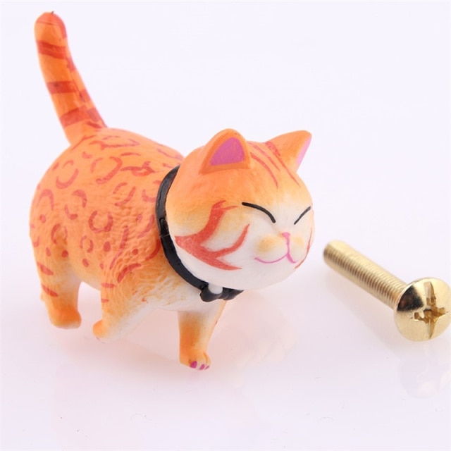 Cartoon Cat Brass Cabinet Knobs Door Pull Handles ... – Grandado