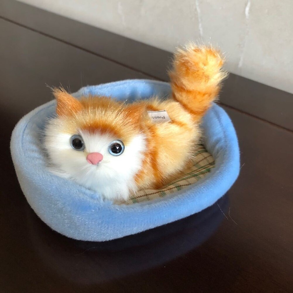 Kids Simulation Mew Sound Cat Sleeping in Nest Plu... – Vicedeal