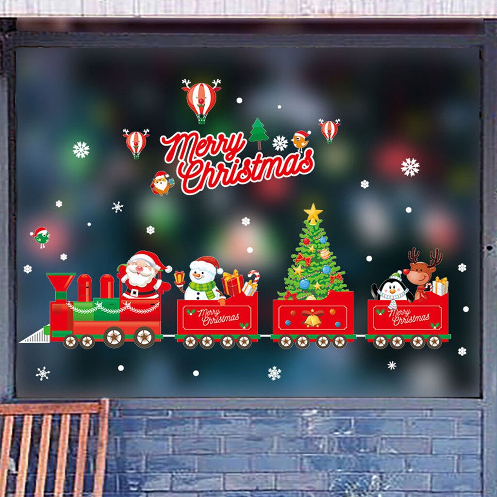 Cartoon Snowman Santa Window Sticker Christmas Hom... – Vicedeal