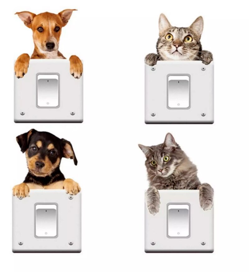 Cartoon Cat and Dog Switch Decoration Wallpaper Ch... – Grandado