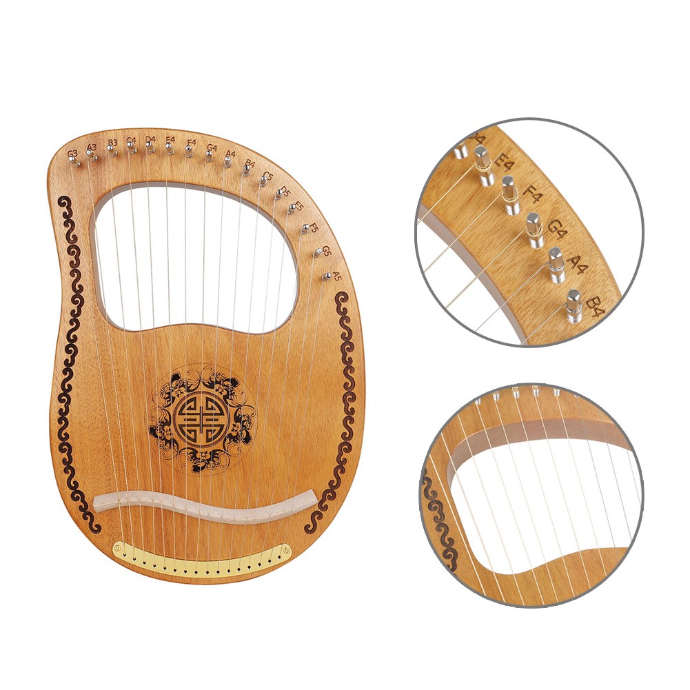 16 Strings Mahogany Lyre Harp Musical Instrument 1... – Grandado
