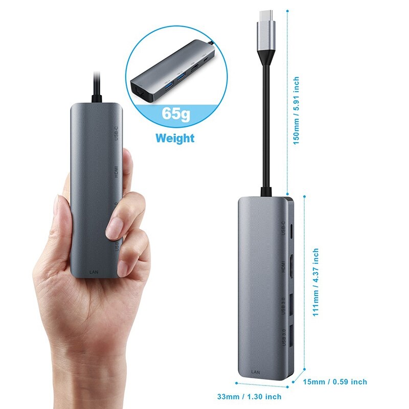 Opq -5 in 1 usb-c hub multi usb 3.0 hub hdmi rj45... – Vicedeal