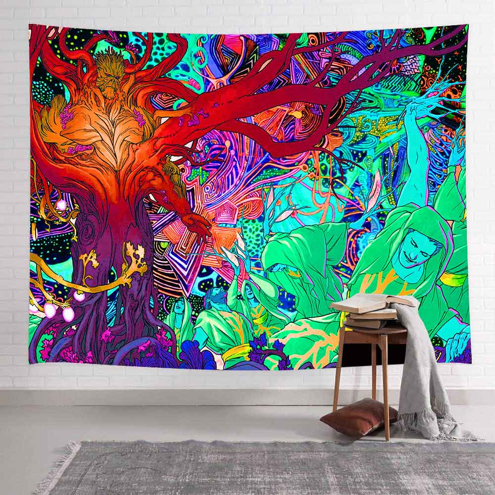 Simsant Psychedelic Astronaut Tapestry Burning Fla... – Grandado